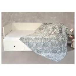 Wohndecke Kinzler "Kaschmirtouch Ornamente", grau (anthrazit), B:150cm L:200cm, Polyester, Wohndecken, mit Hoch-Tief Effekt, Kuscheldecke