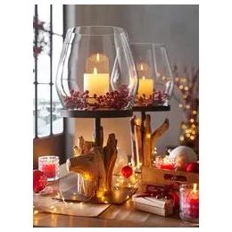Windlicht Heine HOME, braun (braun, natur), B:23cm H:48cm T:23cm, Kerzenhalter, Geschenkartikel Windlicht Kerzenhalter