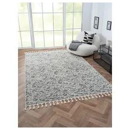 Hochflor-Teppich "Moroccan Rockface, LAGERRÄUMUNG", schwarz (schwarz, weiß), B:200cm H:24mm L:290cm, Polyester, Polypropylen (PP), MyFlair MÖBEL & ACCESSOIRES, Teppiche, Fransenteppich, modern, marokkanisches Design, meliert, flauschig weich, mit Fransen