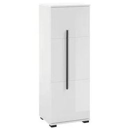 Midischrank Inosign "Cantara, Badschrank in Hochglanz Weiß, Schrank im modernen Design", weiß (weiß, weiß hochglanz), B:45cm H:126cm T:35cm, FSC-zertifizierter Holzwerkstoff, MDF, Schränke, Bad-Midischrank, mit schwarzen Griffen, ausreichend Stauraum