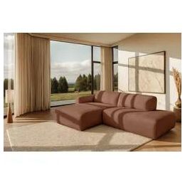 Ecksofa Andas "Myrland", rot (ginger), B:222cm H:72cm T:166cm, Sofas, Breite 222 cm, Chenille, Easy Clean Stoff, mit Kaltschaum
