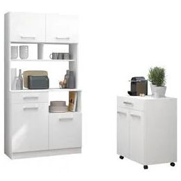 Schrank-Set Parisot "Uno 2", weiß, Kastenmöbel-Sets, melaminbeschichtet, praktisch und schön, viel Stauraum