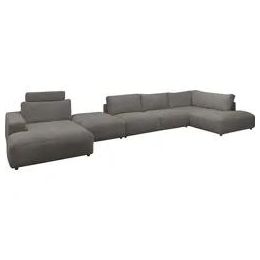 Wohnlandschaft Musterring "Lucia U-Form", grau (dunkelgrau), B:504cm H:81cm T:204cm, Sofas, Cord-Bezug, inklusive Kopfstütze, Gesamtbreite 524 cm