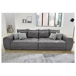 Jockenhöfer Big-Sofa JOCKENHÖFER GRUPPE "Moldau XXL, B: 306 cm", grau (dunkelgrau), B:306cm H:83cm T:134cm, Feinstruktur (100% Polyester) in Sitz, Rücken- und Zierkissen;Luxus-Microfaser Alca Top (100% Polyester), im Korpus, Sofas, Mega-Sofa, mit Federkern & 4 Zierkissen, Topseller
