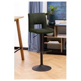 Barhocker Actona GROUP "Sylvia Barstuhl, Höhenverstellbar", grün (olivgrün), B:41,5cm H:115cm T:52cm, 100% Polyester, Hocker, Trompetenfuß, Gasfeder, drehbar, vertikale Nähte, 2er-Satz