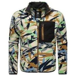 Fleecejacke Ragwear "Collsy", Herren, Gr. XL (54), braun, Fleece, 100% Polyester, gerade hüftbedeckend, hoch geschlossener Ausschnitt, Ärmel ohne Ärmelschlitz abgesteppte Kante, Jacken, Gemusterte Herren Plüschjacke mit hohem Kragen