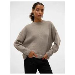 Véro Moda Strickpullover VERO MODA "VMBOOM LS O-NECK PULLOVER GA NOOS", Damen, Gr. S, moon rock detail:melange, Strick, Obermaterial: 85% Polyester, 7% Polyacryl, 5% Wolle, 3% Elasthan, meliert, loose fit normal, Rundhals, Rippstrickbündchen, Pullover