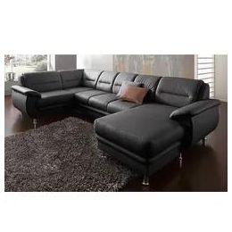 Sit & More Wohnlandschaft SIT & MORE "Mailand U-Form, B: 312 cm", schwarz, B:312cm H:85cm T:179cm, NaturLEDER (echtes Rindleder)/Korpus passendes Kunstleder Softlux;Luxus-Microfaser Altara Nubuck (100% Polyester);Kunstleder Softlux;Luxus-Kunstleder, Sofas, optional Bettfunktion