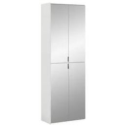 Schuhschrank Inosign "Trondheim, Höhe 193 cm, 4 Spiegeltüren, 9 Fächer, 7 Einlegeböden", weiß, B:61cm H:193cm T:34cm, FSC-zertifizierter Holzwerkstoff, Schränke, Garderobenschrank, inkl. ausziehbarer Kleiderstange, Garderobenschrank, Kleiderschrank