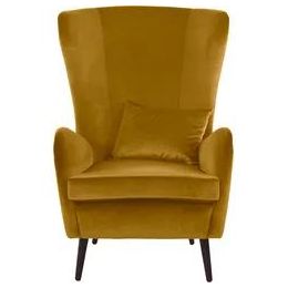 Sessel Home Affaire "Sallito, Ohrensessel, TV-Sessel", gold, B:76cm H:109cm T:85cm, Struktur Hahnentritt (67% Polypropylen, 33% Polyester);Samtoptik (100% Polyester);Fellimitat (100% Polyester);Samtcord (92% Polyester, 8% Polyamid);Struktur (100% Polyester);Struktur fein (100% Polyester), Sessel, Sessel, f&uuml;r Wohnzimmer, auch in Samtcord