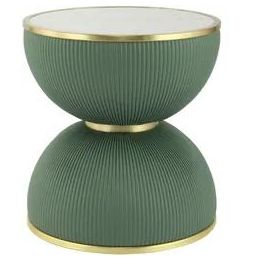Beistelltisch Kayoom "Jokai 225, Eisengestell, PU Stoffbezug, gesinterte Steinplatte", grün (mint, gold, weiß), B:47cm H:51cm T:47cm, 100% Eisen, 100% PU, 100% gesinterter Stein, 100% MDF, Tische, dekorativ, stilvoll, robust, Sanduhrform, PU Stoffbezug
