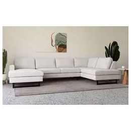 Wohnlandschaft Places of Style "Pinto, 350 cm, U-Form, XXL, mit Ottomanen", beige (natural), B:350cm H:85cm T:206cm, 90% Polyester, 10% Nylon, Sofas, Cord, Chenille, Lederoptik, mit Keder, Metallfüße, Wellenunterfederung