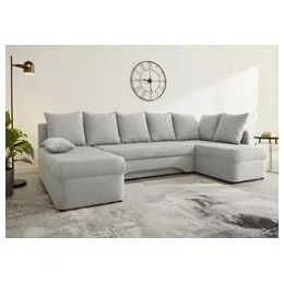 Jockenhöfer Wohnlandschaft JOCKENHÖFER GRUPPE "Arktis U-Form, B: 260 cm", grau (hellgrau), B:260cm T:85cm, Korpus: 100% Polyester;Kissen: 100% Polyester, Sofas, mit Bettfunktion & Bettkasten, Unser Dauertiefpreis