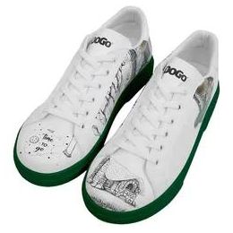 Sneaker DOGO "Ace Low-Top Sneaker Best Of Tweety And Sylvester Black Damen", Damen, Gr. 37, Normalschaft, grau (wei&szlig;, grau), Lederimitat, Schuhe Sneaker, Handgefertigt