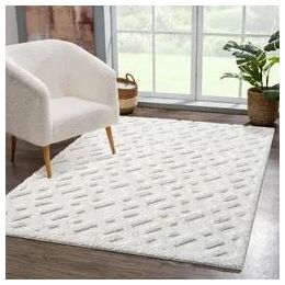 Hochflor-Teppich Carpet City "FOCUS737", beige (creme), B:120cm H:20mm L:170cm, Obermaterial: 100% Polypropylen, Teppiche, Boho-Teppich, Hochtief-Muster/ 3D-Effekt, f&uuml;r Wohnzimmer, Schlafzimmer