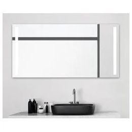 Badspiegel Talos "Talos Light", silber (silberfarben), B:140cm H:70cm T:2,5cm, Spiegel, Design Lichtspiegel