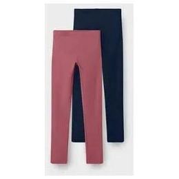 Leggings name it "NKFVIVIAN für Mädchen mit elastischem Bund im 2er-Pack", Mädchen, Gr. 146/152, N-Gr, rosa (deco rose), Jersey, Obermaterial: 95% Baumwolle, 5% Elasthan, unifarben, sehr schmal lang, Hosen, unifarben, casual, sehr schmal, Baumwollmischung, Jersey