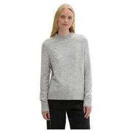 Strickpullover Tom Tailor DENIM, Damen, Gr. S (36), grau (cement grau mélange), Feinstrick, Obermaterial: 79% Polyacryl, 18% Polyester, 3% Elasthan, unifarben, normal hüftbedeckend, Rundhals, Bündchen, Pullover, mit extra langen Ärmeln