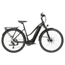 E-Bike KROSS "E-Trekkingrad Trans Hybrid 6.0 28 Zoll schwarz" Gr. 43, schwarz (schwarz, schwarz), Elektrofahrräder, 43cm, 28 Zoll (71,12cm), Pedelec, Elektrofahrrad für Damen