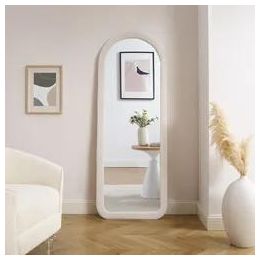 Ganzkörperspiegel Salesfever "Bristol Spiegel, 160 cm hoch", beige, B:60cm H:160cm T:3cm, MDF, Polyester, Spiegelglas, Spiegel, Einzigartiger, abgerundeter Rahmen aus Kunstfell
