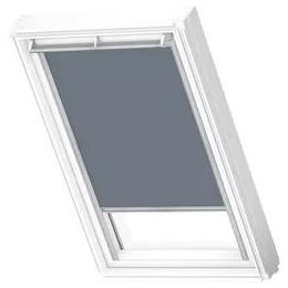 Verdunklungsrollo Velux "DKL 4581S, Farbe: blaugrau", blau (blaugrau, alufarben), SK06, stufenlos positionierbar, Polyester, Rollos, Verdunklungsrollo, alufarbene F&uuml;hrungsschienen & Griffleiste