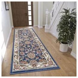 Teppich Hanse Home "Reni", blau (blau,creme), B:80cm H:8mm L:240cm, Jute, Polyester, Polypropylen (PP), Teppiche, Teppich, L&auml;ufer, Orientalisch, Kurzflor, Wohnzimmer, Schlafzimmer, Esszimmer