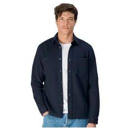 Langarmhemd Casamoda "Casamoda Hemdjacke uni", Herren, Gr. M, Normalgrößen, blau, 50% Polyester, 40% Wolle, 10% Polyacryl, unifarben, lässig geschnitten, Hemden