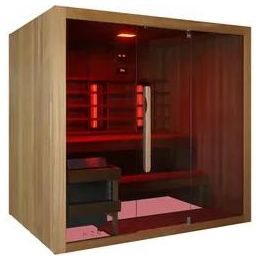 Sauna Sanotechnik "»KOTKA« mit Infrarotkabine", braun (holz), Saunaofen, 6 kW, Saunen, geeignet für 5 Personen, Espenholz