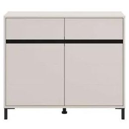 Kommode Inosign "Marron für Wohnzimmer, Flur, Schlafzimmer", weiß (kaschmir, schwarz), B:106cm H:90cm T:40cm, FSC-zertifizierter Holzwerkstoff, Sideboards, Breite 106 cm, mit 2 Schubladen, hinter Türen 4 Fächer