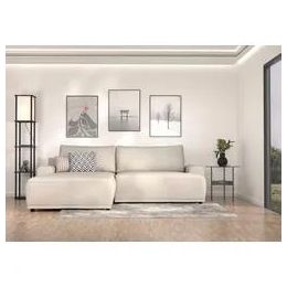 Ecksofa Trendmanufaktur "Fordon, Schlafsofa mit Bettkasten, Couch in L-Form, Breite 250 cm", grau (sandgrau), B:250cm H:82cm T:167cm, 100% Polyester, Sofas, in Struktur LUMOS, 3D-Effekt, sandgrau, Recamiere links