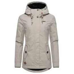 Winterjacke Ragwear "Monade", Damen, Gr. 6XL (52), grau (hellgrau), Obermaterial: 65% Polyester, 35% Baumwolle; Futter: 100% Polyester; Wattierung 100% Polyester, figurbetont Po-bedeckend, verstellbar Rippstrickbündchen mit Druckknopf, Jacken, Damen Winterparka mit Kapuze und m. Fleece gefüttert, Topseller