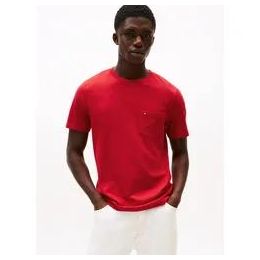 T-Shirt Tommy Hilfiger "ESSENTIAL SOLID POCKET TEE", Herren, Gr. 3XL, rot (medium rot), Single Jersey, Obermaterial: 100% Baumwolle, regular fit, Rundhals, Shirts