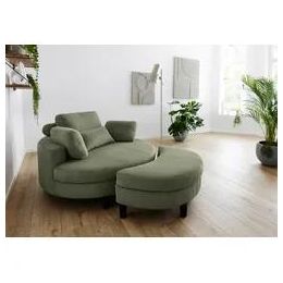 Loveseat "Ravi, B: 114 cm", grün, B:114cm T:154cm, 100% PES, ATLANTIC HOME COLLECTION, Sessel, XXL- Sessel, mit Stauraumhocker, Rückenstütze & 4 Zierkissen, Topseller