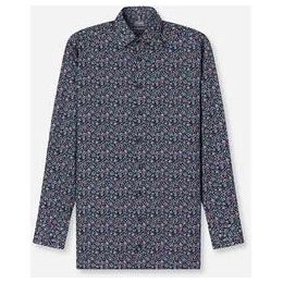 Langarmhemd OLYMP "Luxor", Herren, Gr. 45, N-Gr, blau (marine), Web, Obermaterial: 100% Baumwolle, comfort fit, 2-Knopf-Manschette, Hemden, gemustert, Businesshemd, comfort fit, New-Kentkragen