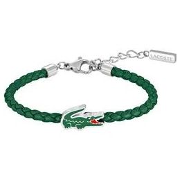 Armband Lacoste "CUTIE CROC", edelstahlfarben, grün, Armbänder, 16cm, Edelstahl Leder, Edelstahl, Leder
