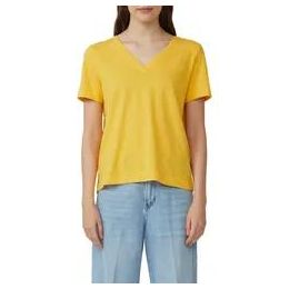 T-Shirt s.Oliver, Damen, Gr. 38, gelb, Jersey, Obermaterial: 100% Baumwolle, unifarben, regular fit hüftbedeckend, V-Ausschnitt, Shirts, aus Flammgarn mit V-Ausschnitt