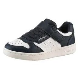 Sneaker Skechers "QUICK STREET", Damen, Gr. 28, blau (navy, wei&szlig;), Lederimitat, kontrastfarbene Details, Schuhe Sneaker, Retro Sneaker mit Klettverschluss, Gr&ouml;&szlig;enschablone zum Download