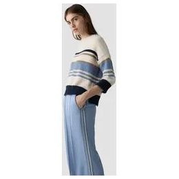 Strickpullover Lecomte "Pullover", Damen, Gr. 42, blau (hellblau), 87%Polyester 7%Baumwolle 4%Polyacryl 2%Andere Fasern, geringelt, gerader Abschluss, Pullover