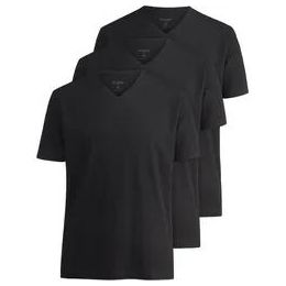 T-Shirt OLYMP, Herren, Gr. S, schwarz, Single Jersey, Obermaterial: 100% Baumwolle, unifarben, Basic, slim fit normal, V-Ausschnitt, Shirts, V-Ausschnitt, modern fit, reine Baumwolle