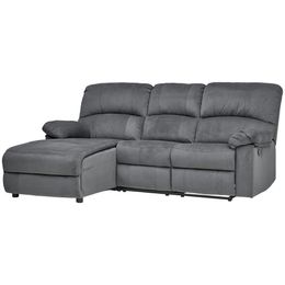 P & B Ecksofa, Grau, Textil, 3-Sitzer, Ottomane links, L-Form, 216x159 cm, Relaxfunktion, Wohnzimmer, Sofas & Couches, Wohnlandschaften, Ecksofas
