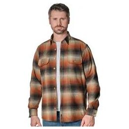 Langarmhemd Casamoda "Casamoda Hemdjacke kariert", Herren, Gr. 4XL, Normalgrößen, orange, 100% Baumwolle, kariert, lässig geschnitten, Hemden