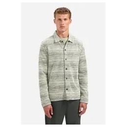 Langarmhemd NO EXCESS "NO EXCESS Gestricktes Overshirt Shirt Jersey Jacquard", Herren, Gr. XXL, Normalgrößen, dunkelgrün, 75% Baumwolle, 16% Polyester, 9% Viskose, regular fit, Hemden
