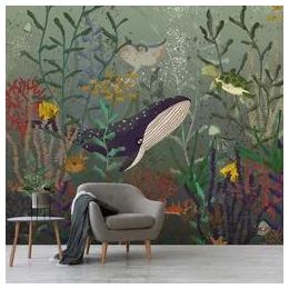 Fototapete Art for the home "Unter dem Meer", blau, H:2,8m L:2,8m, Vlies, Tapeten, Design Tapeten