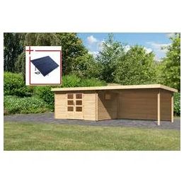 Gartenhaus Karibu "Trittau 4", beige (naturbelassen), ohne Fußboden, Rückwand, ohne Dacheindeckung, Holzwerkstoff, Gartenhäuser, aus hochwertiger nordischer Fichte