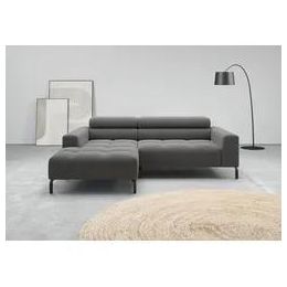 Ecksofa Home Affaire "Ecksofa Claya, L-Form, Kopfteilverstellung, Breite 223 cm", anthrazit, B:223cm H:71cm T:179cm, 95% Polyester, 5% Nylon, Sofas, Moderne Steppung, weicher Polsteraufbau & saugroboterfreundliche Höhe