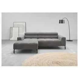 Ecksofa Home Affaire "Ecksofa Claya, L-Form, Kopfteilverstellung, Breite 223 cm", dunkelgrau, B:223cm H:71cm T:179cm, 88% Polyester, 12% Polyacryl, Sofas, Moderne Steppung, weicher Polsteraufbau & saugroboterfreundliche Höhe
