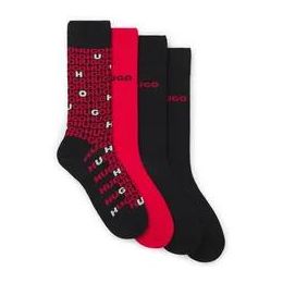 Socken Hugo UNDERWEAR "4P GIFT TORTUGA", Herren, Gr. 40-46, schwarz 001, Baumwollmischung, elastisch, Socken, mittelhoch, mit Logo-Details, in Geschenkbox