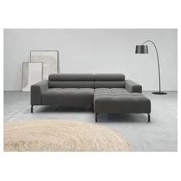 Ecksofa Home Affaire "Ecksofa Claya, L-Form, Kopfteilverstellung, Breite 223 cm", anthrazit, B:223cm H:71cm T:179cm, 95% Polyester, 5% Nylon, Sofas, Moderne Steppung, weicher Polsteraufbau & saugroboterfreundliche Höhe
