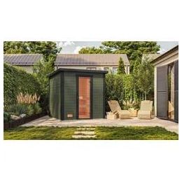 Saunahaus Weka "Kaapi 3", anthrazit, Kompakt-Ofen, integrierte Steuerung, 9 kW, Saunen, Blockbohlen aus Fichtenholz