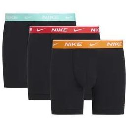 Boxershorts Nike UNDERWEAR "BOXER BRIEF 3PK", Herren, Gr. L, blk bri crmic, lt crmsn, blchd turqui, Jersey, Obermaterial: 95% Baumwolle, 3% sonstige Fasern, 2% Elasthan, kontrastfarbene Details, unifarben, körpernah, Unterhosen, mit Nike Logo-Elastikbund